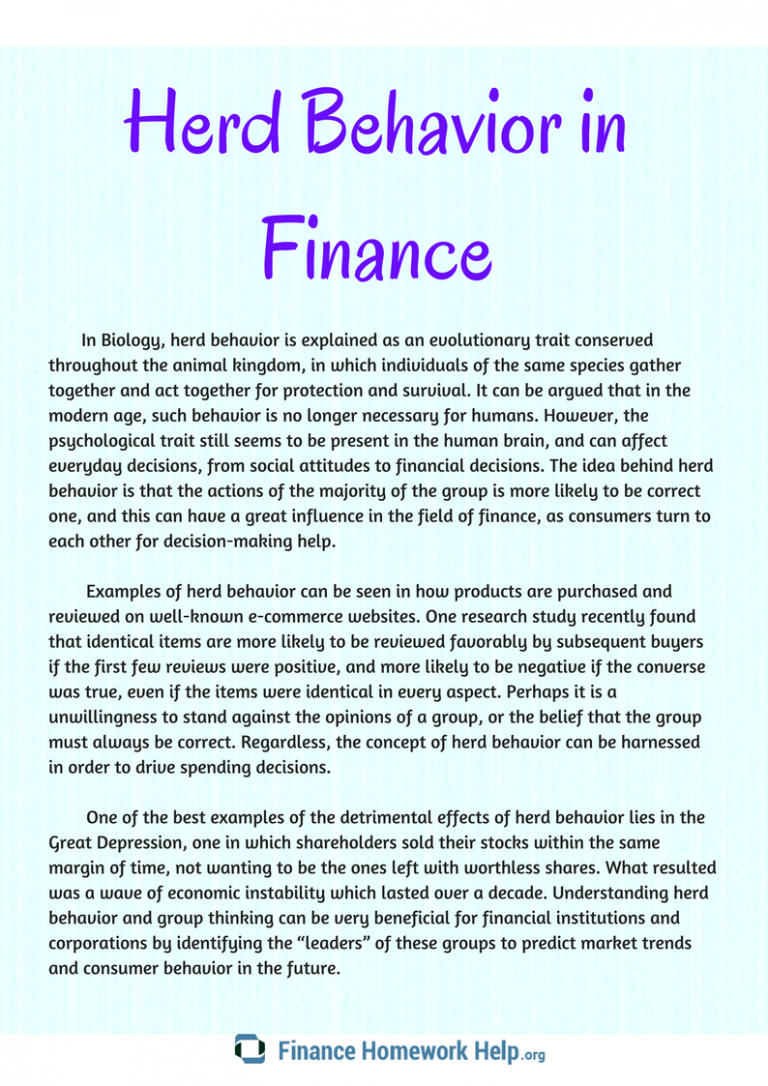 Make Use of Behavioral Finance Examples | Finance Homework Help